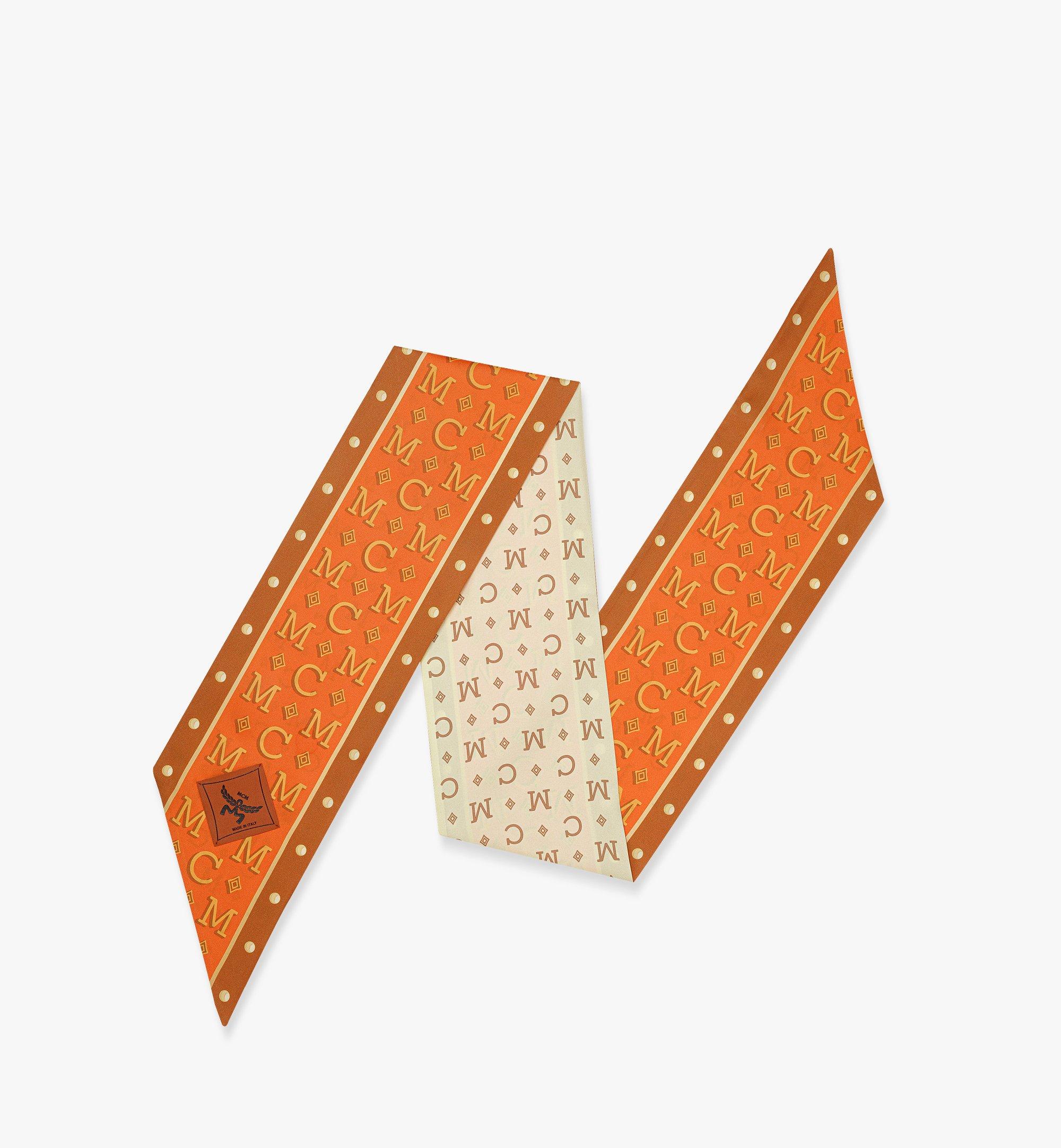 One Size Monogram Petite Scarf in Organic Silk Orange | MCM ®US