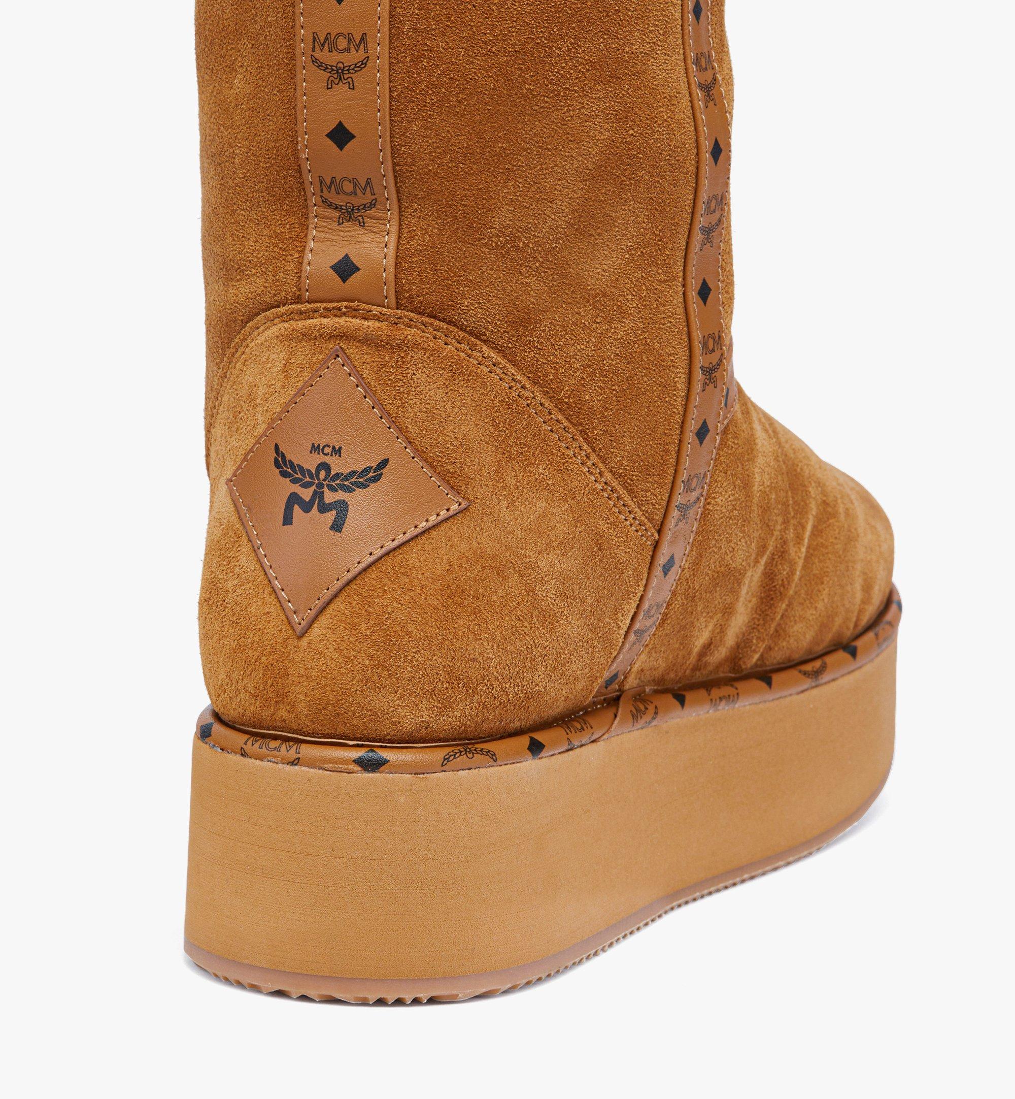 36 IT Boots in Calfskin Suede Leather Cognac | MCM ®HK