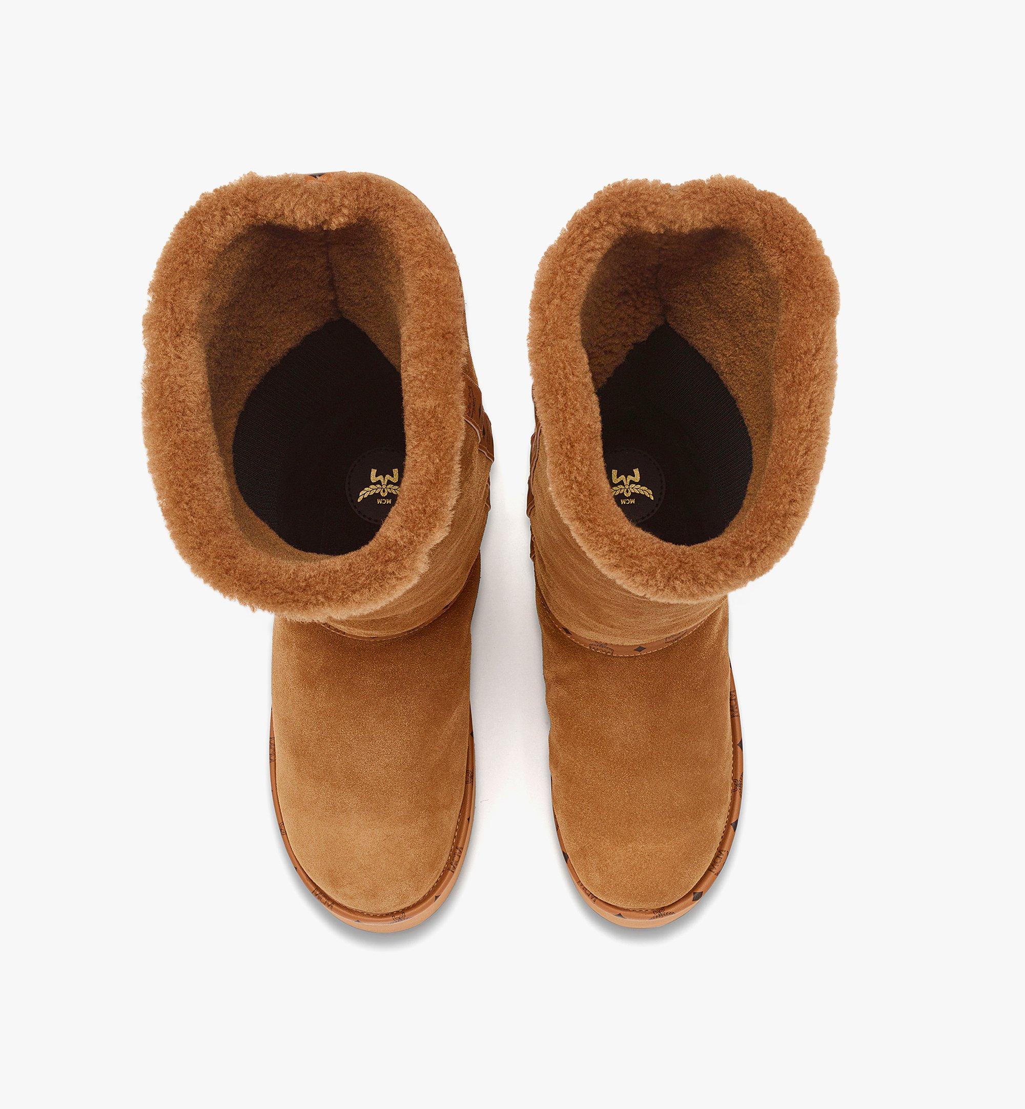 36 IT Boots in Calfskin Suede Leather Cognac | MCM ®HK