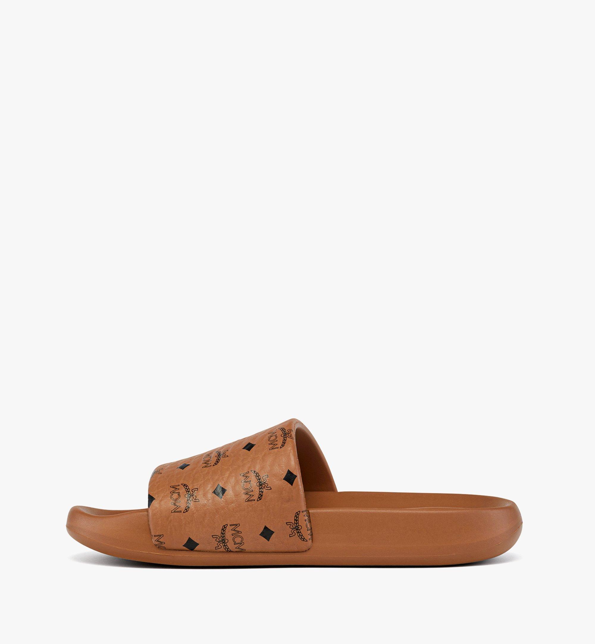 44 IT Monogram Print Rubber Slides Cognac | MCM ®US