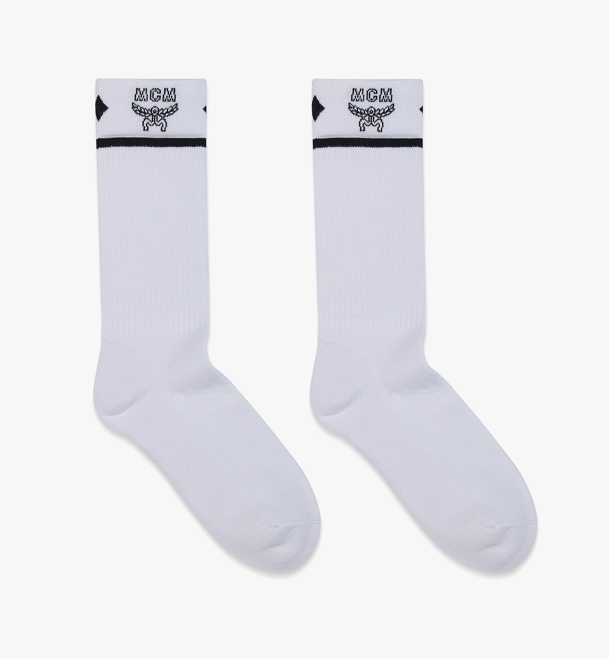 Medium-Large Logo Jacquard Socks White | MCM ®US
