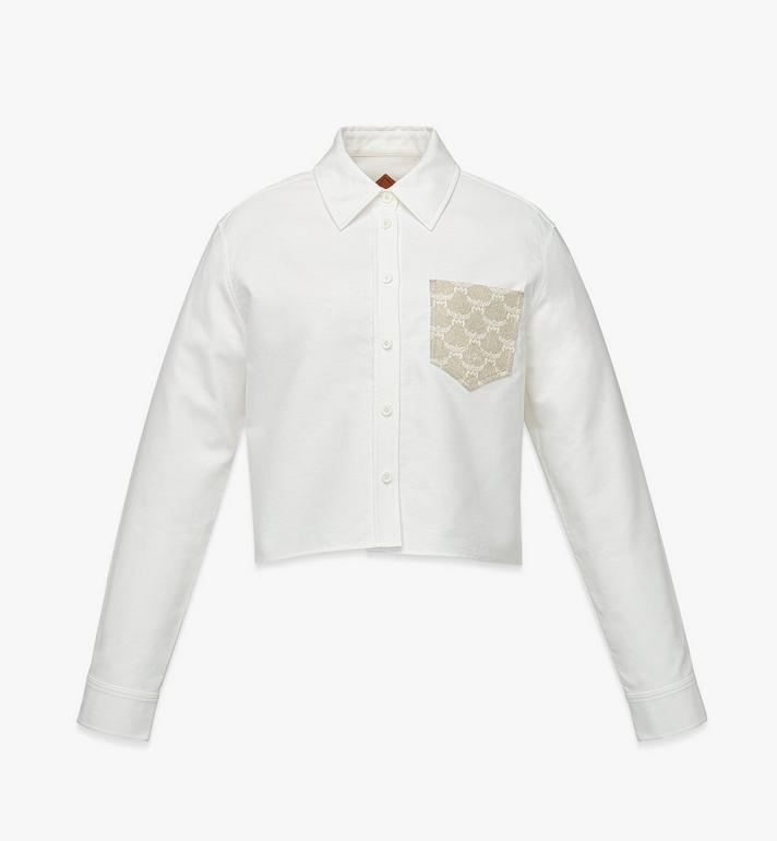 42 IT Cropped Oxford Shirt with Jacquard Pocket White | MCM ®US 42 IT Cropped Oxford Shirt with Jacquard Pocket White | MCM ®US