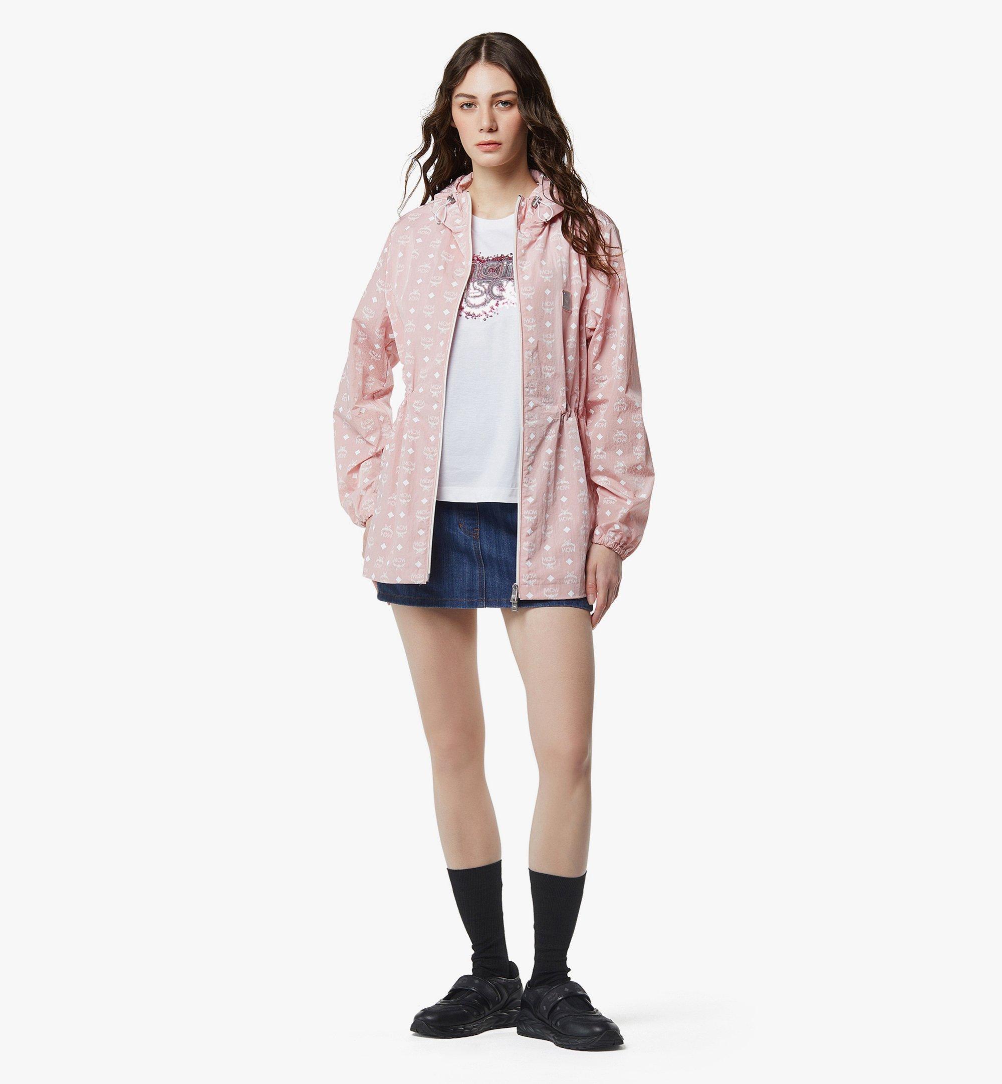 Large Monogram Print Hooded Windbreaker in ECONYL® Pink | MCM ®US