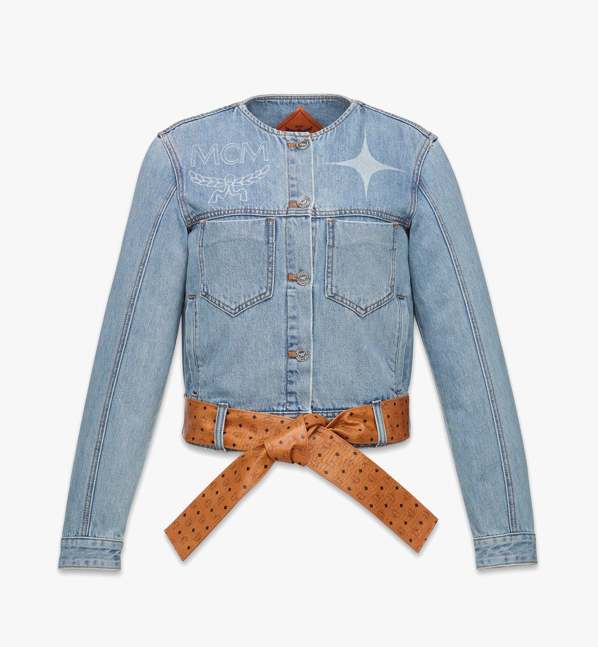 40 IT Constellation Denim Jacket With Monogram Leather Belt Blue | MCM ®CN
