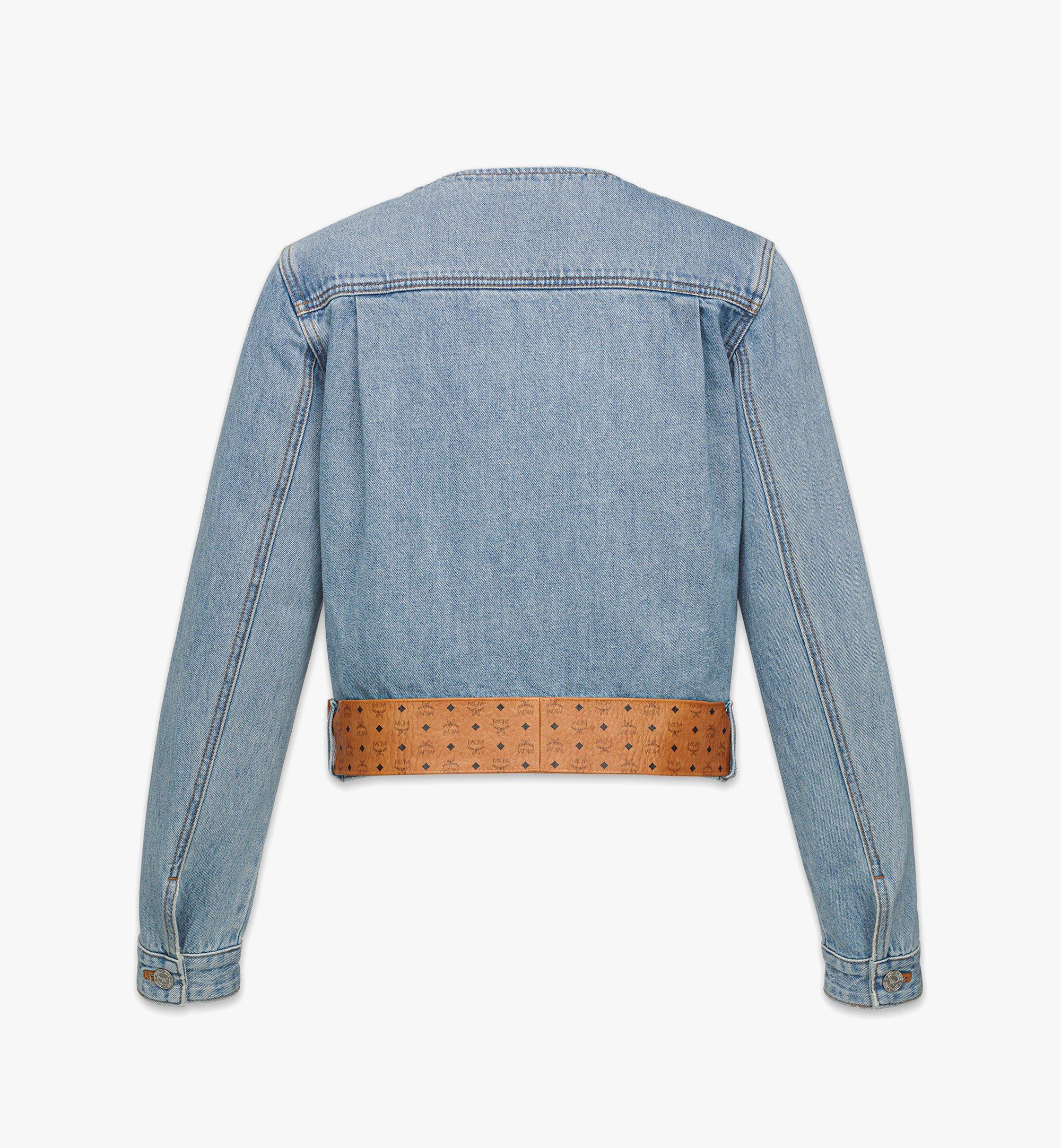 40 IT Constellation Denim Jacket With Monogram Leather Belt Blue | MCM ®CN