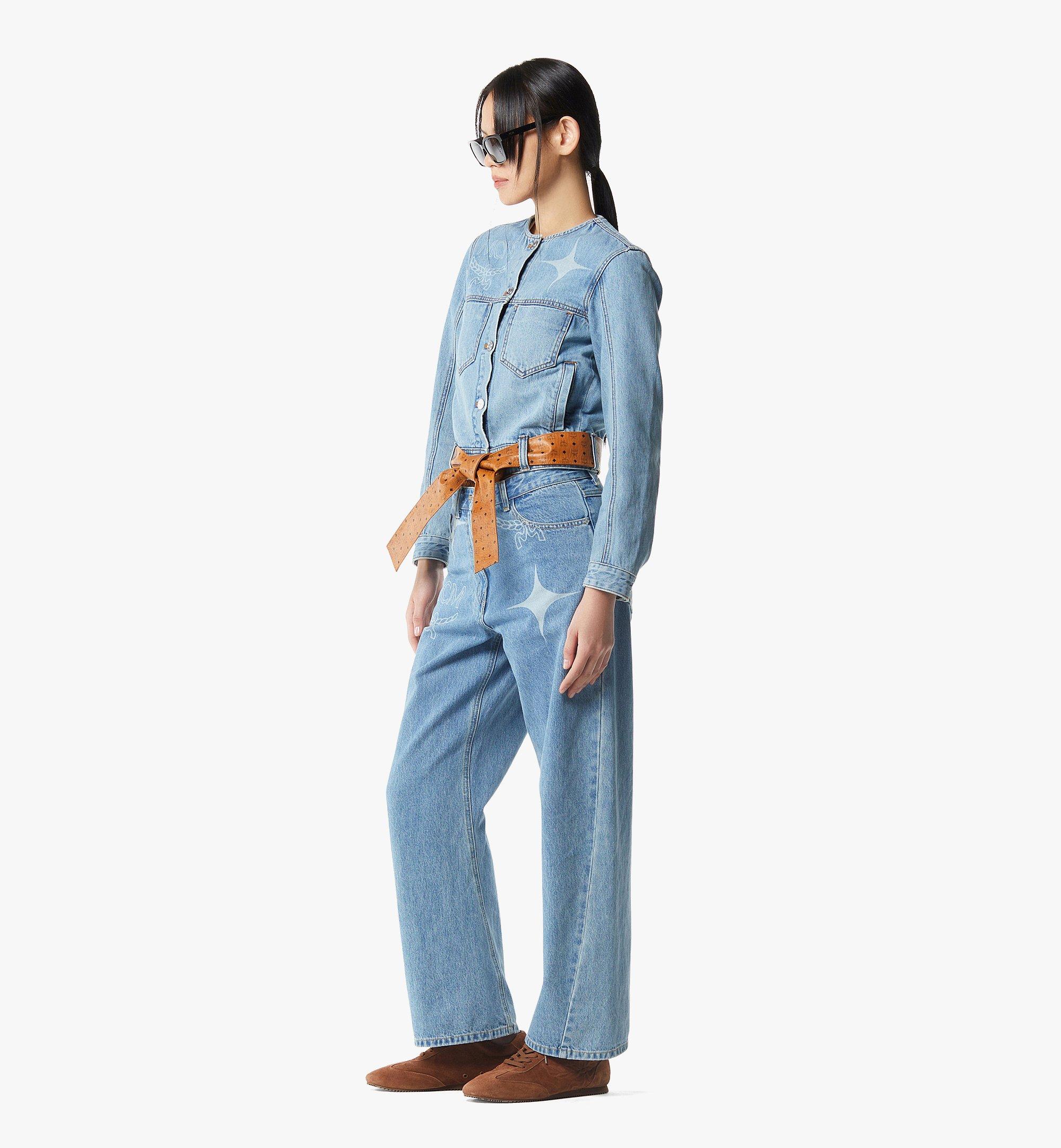 40 IT Constellation Denim Jacket With Monogram Leather Belt Blue | MCM ®CN