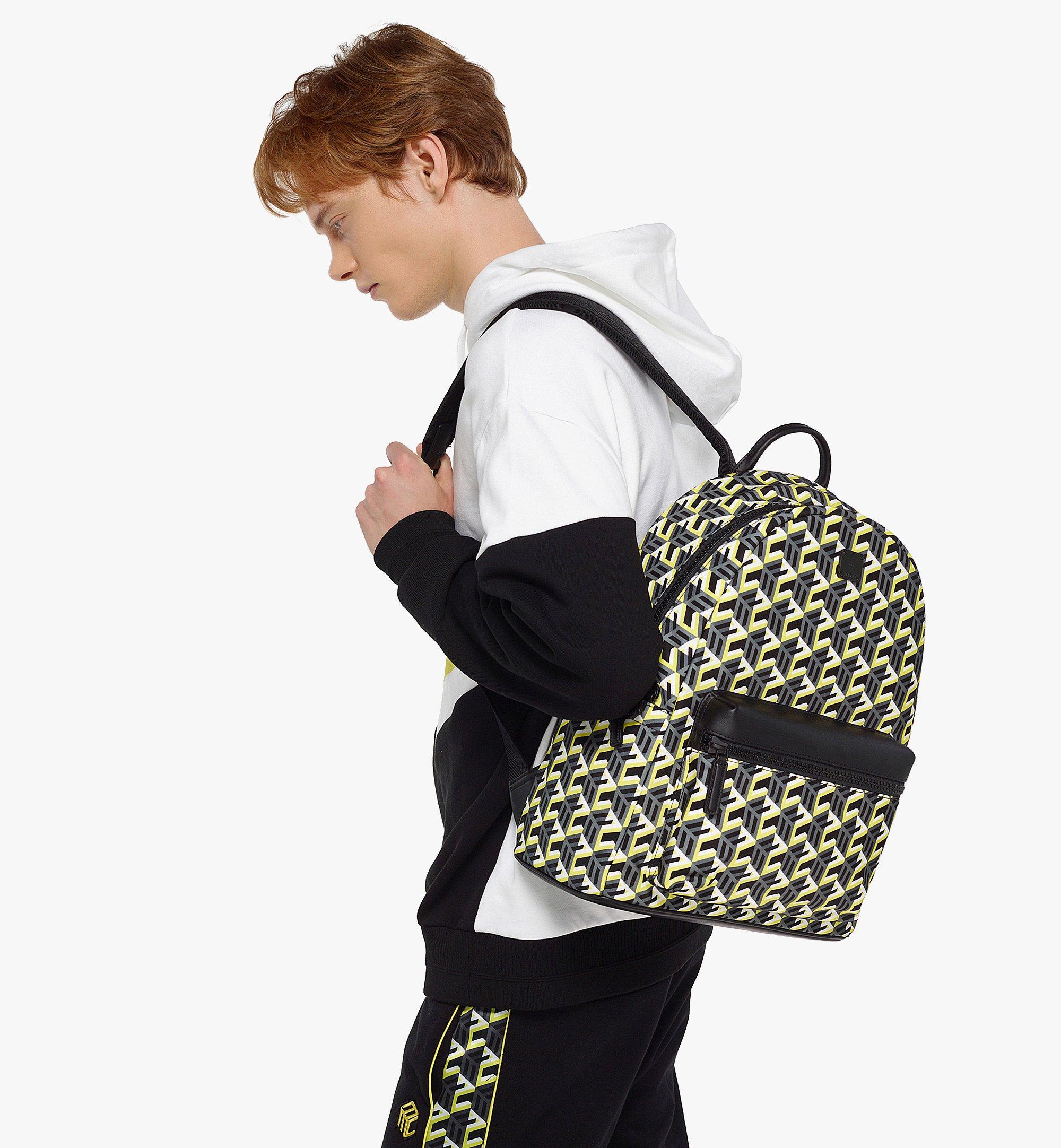 Medium Stark Backpack in Cubic Monogram Nylon Yellow | MCM ®JP