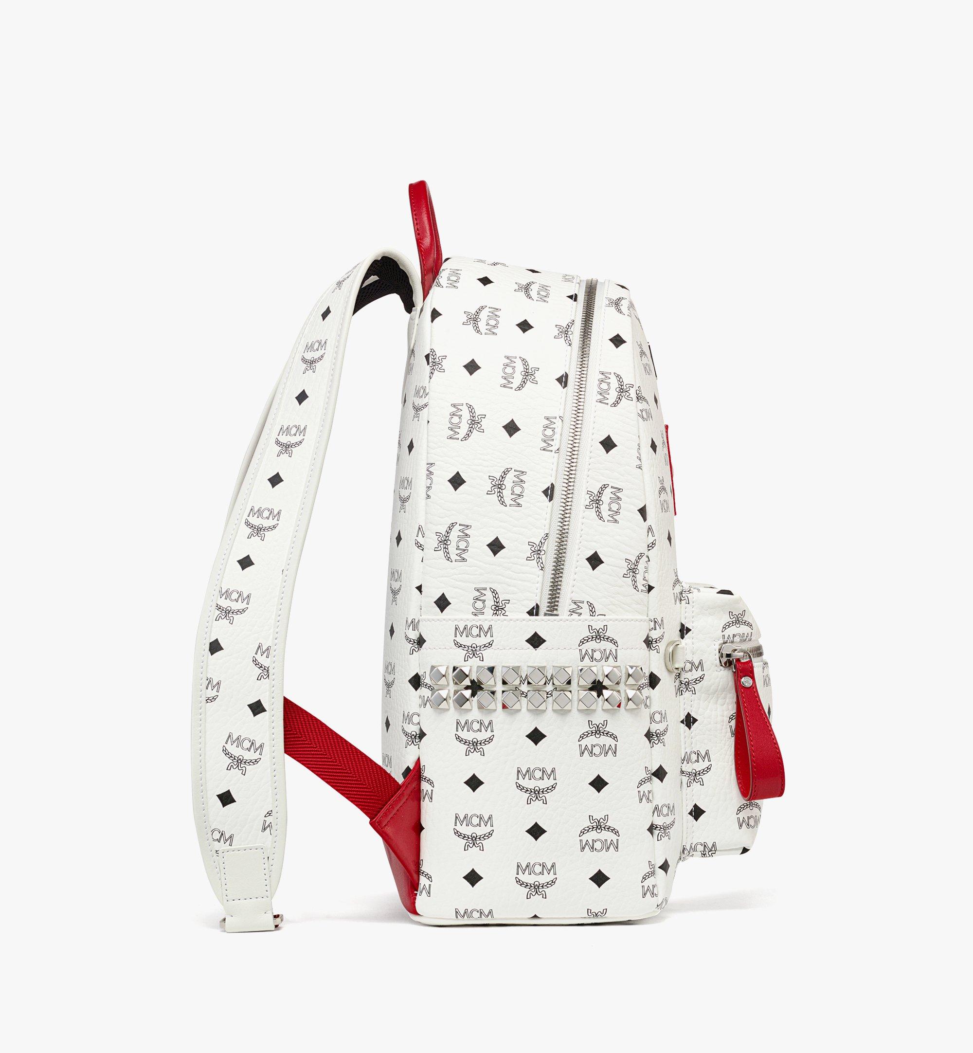 Medium Stark Side Studs Backpack in Visetos White | MCM ®DE