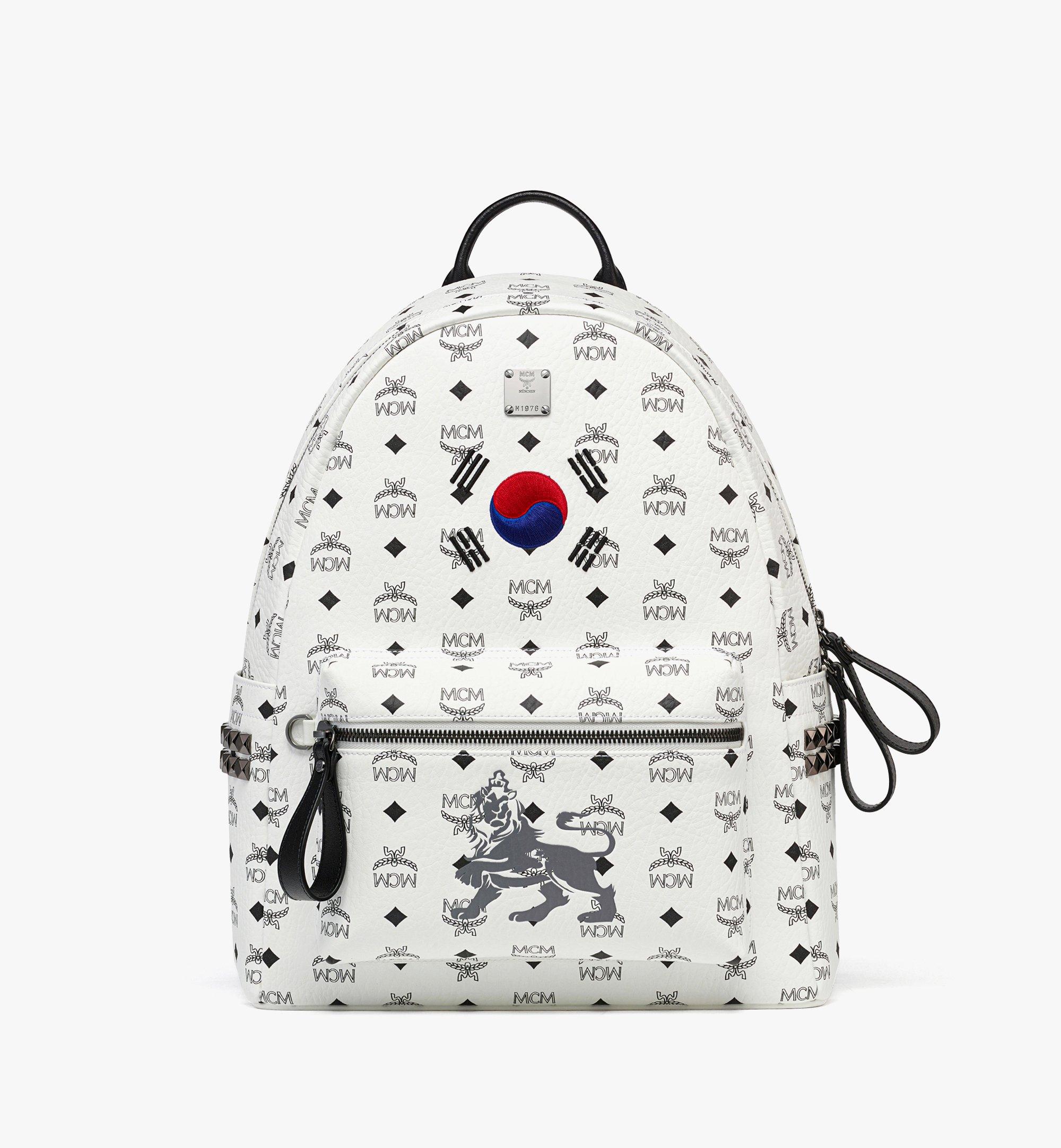 Medium Stark Side Studs Backpack in Visetos White | MCM ®UK