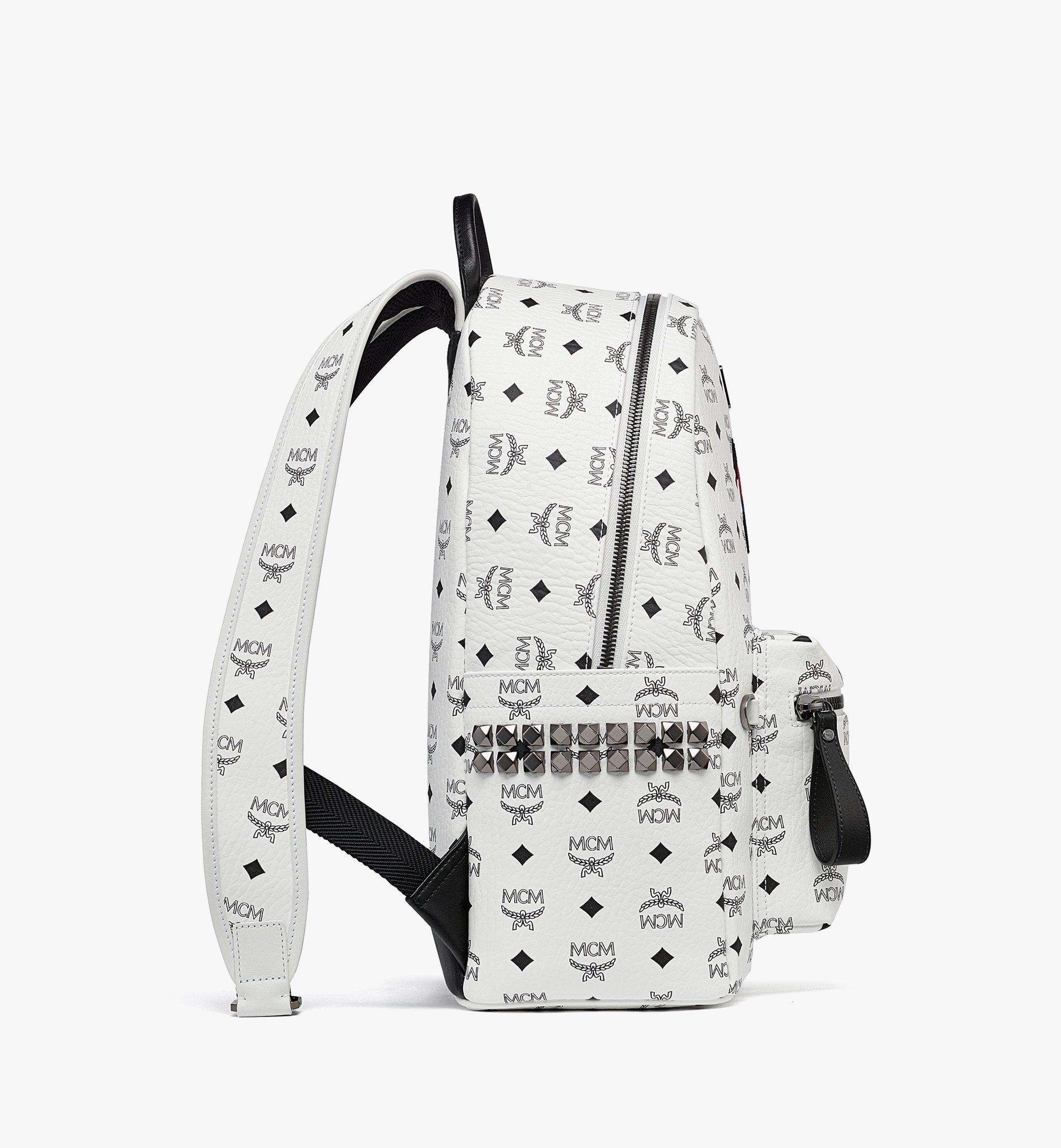 Medium Stark Side Studs Backpack in Visetos White | MCM ®UK