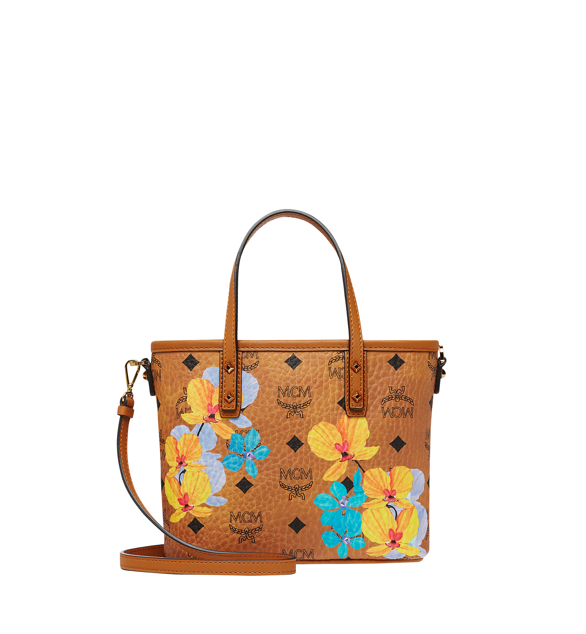 Mini Aren Top Zip Shopper in Floral Print Visetos Cognac | MCM ®DE