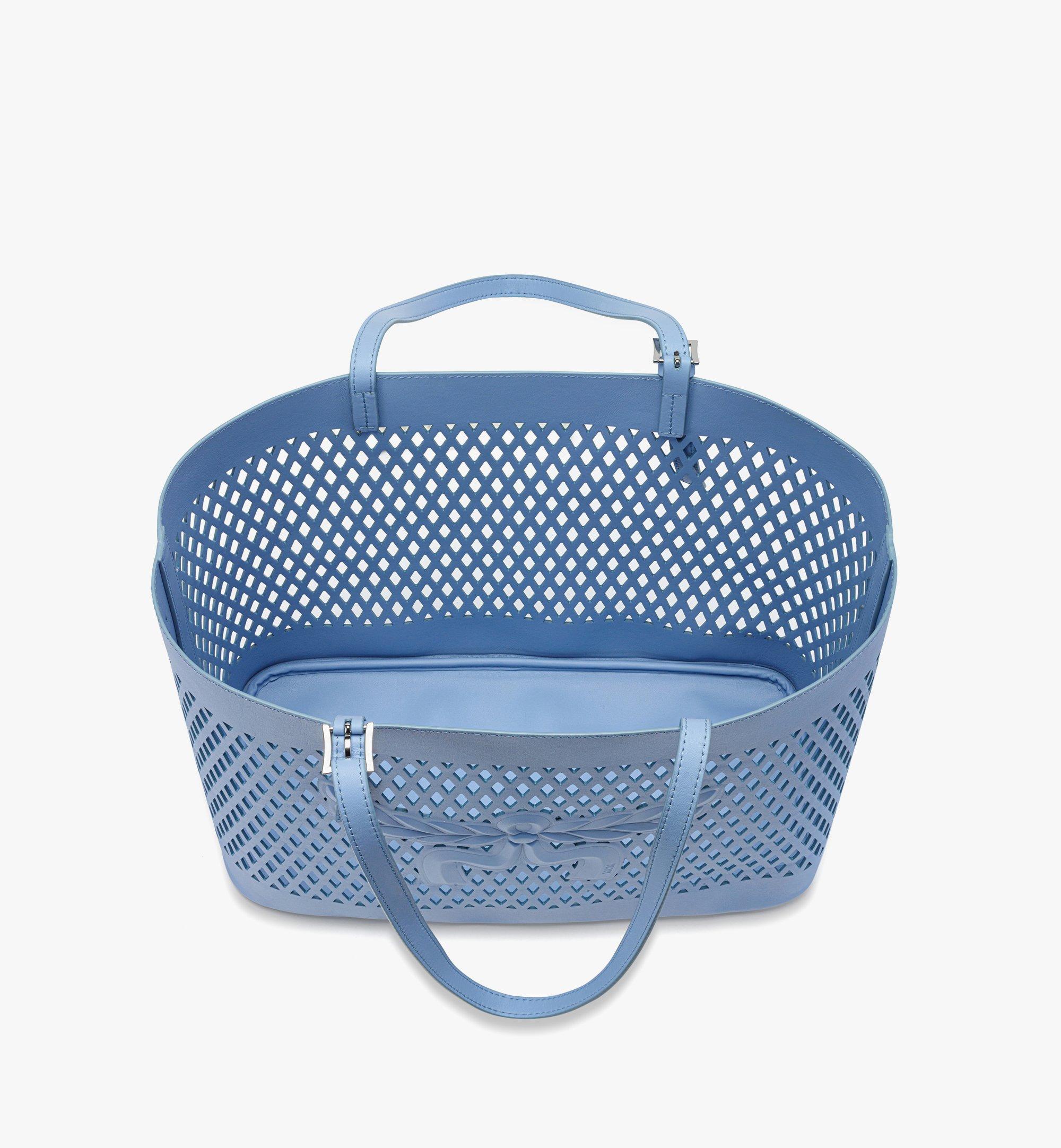 Medium Himmel Shopper in Perforated Calfskin Leather Blue | MCM ®US