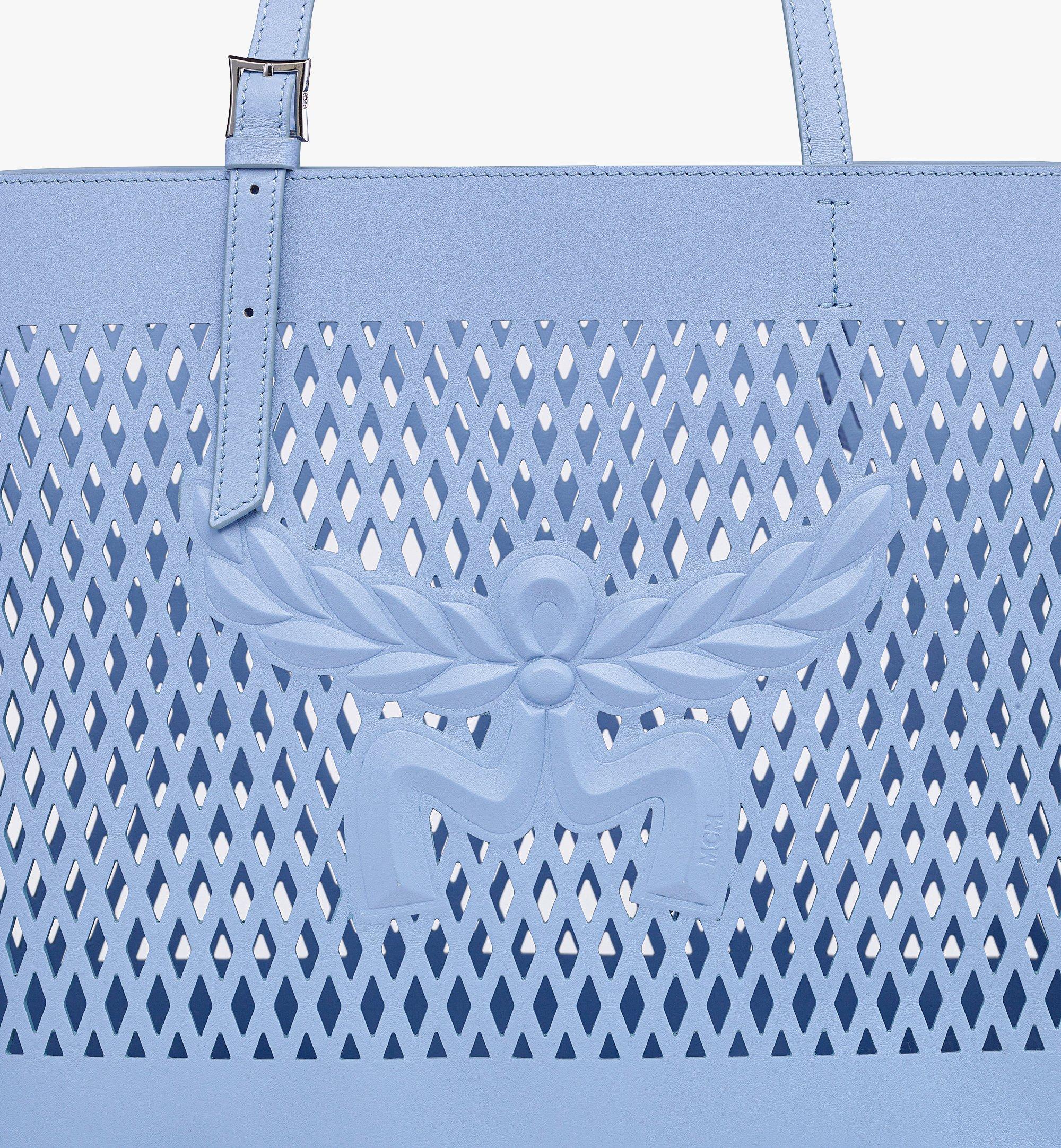 Medium Himmel Shopper in Perforated Calfskin Leather Blue | MCM ®US