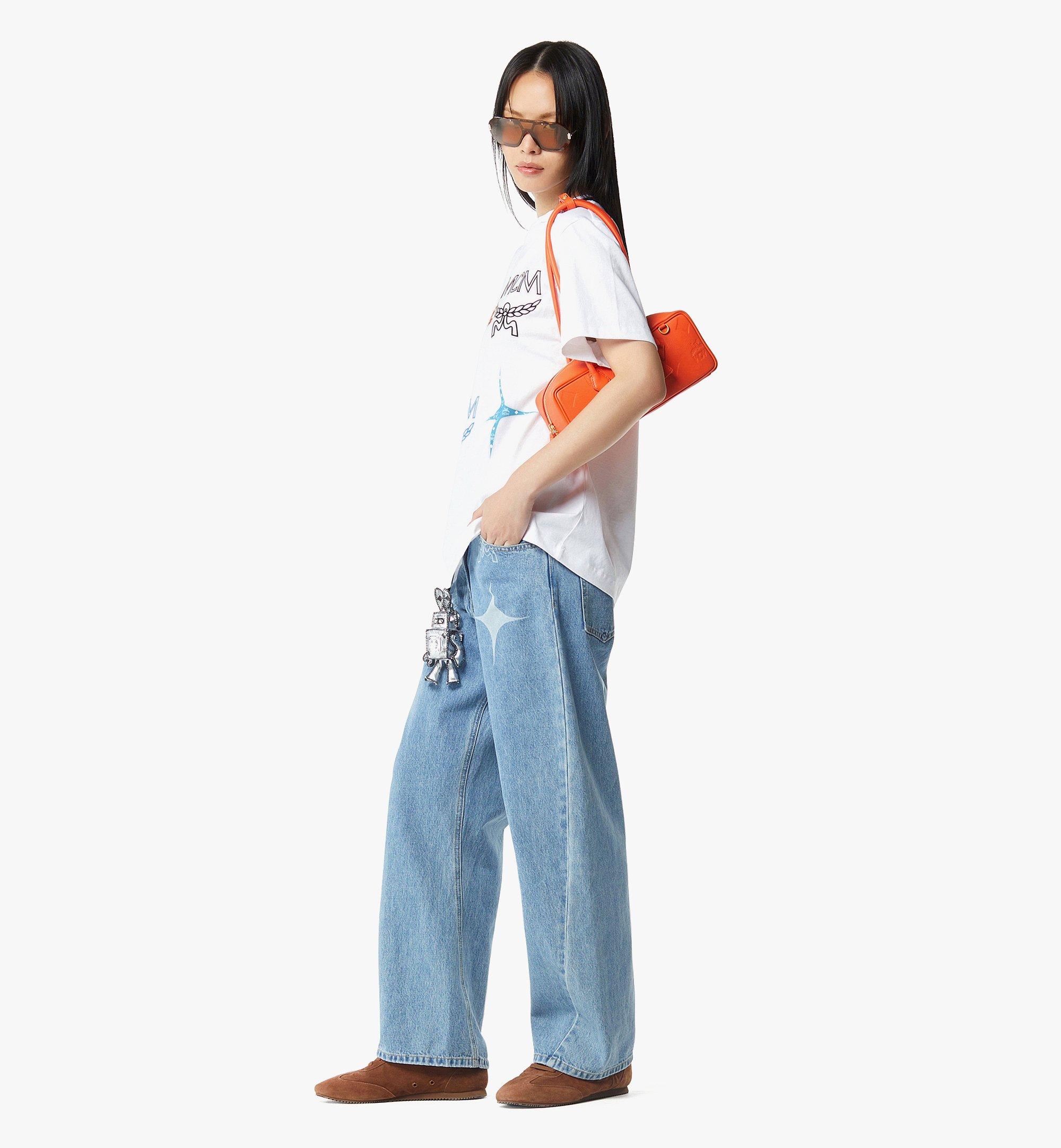 Small Aren East-West Schultertasche aus Leder mit Maxi-Monogramm Orange ...