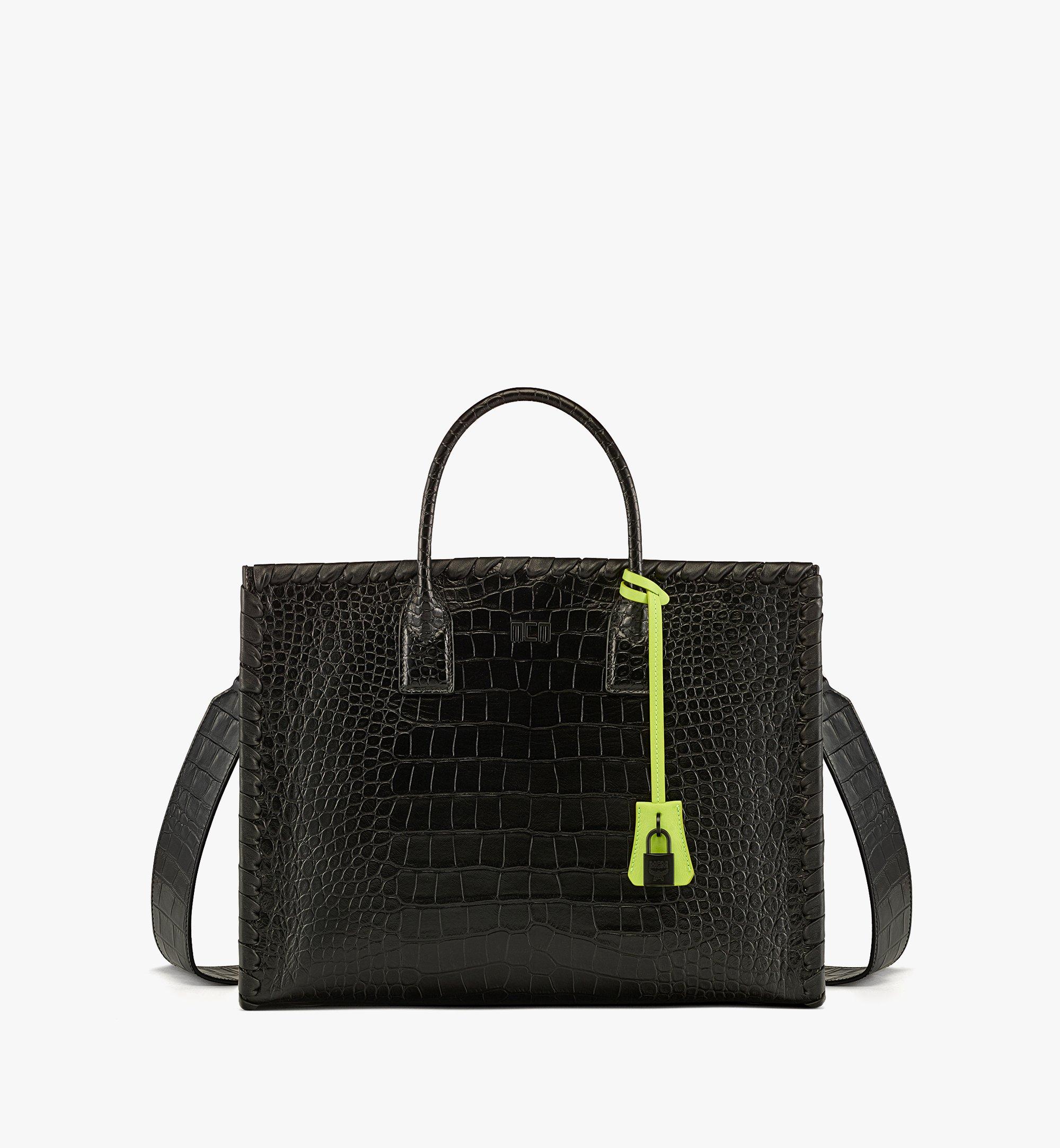 Mcm München Tote In Croco-embossed Leather In Black | ModeSens