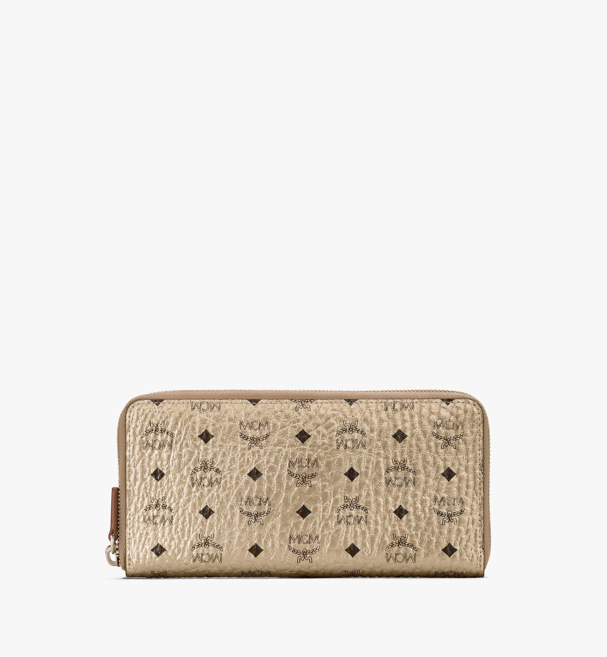 Mcm Zip Around Walllet In Visetos In Berlin Gold | ModeSens