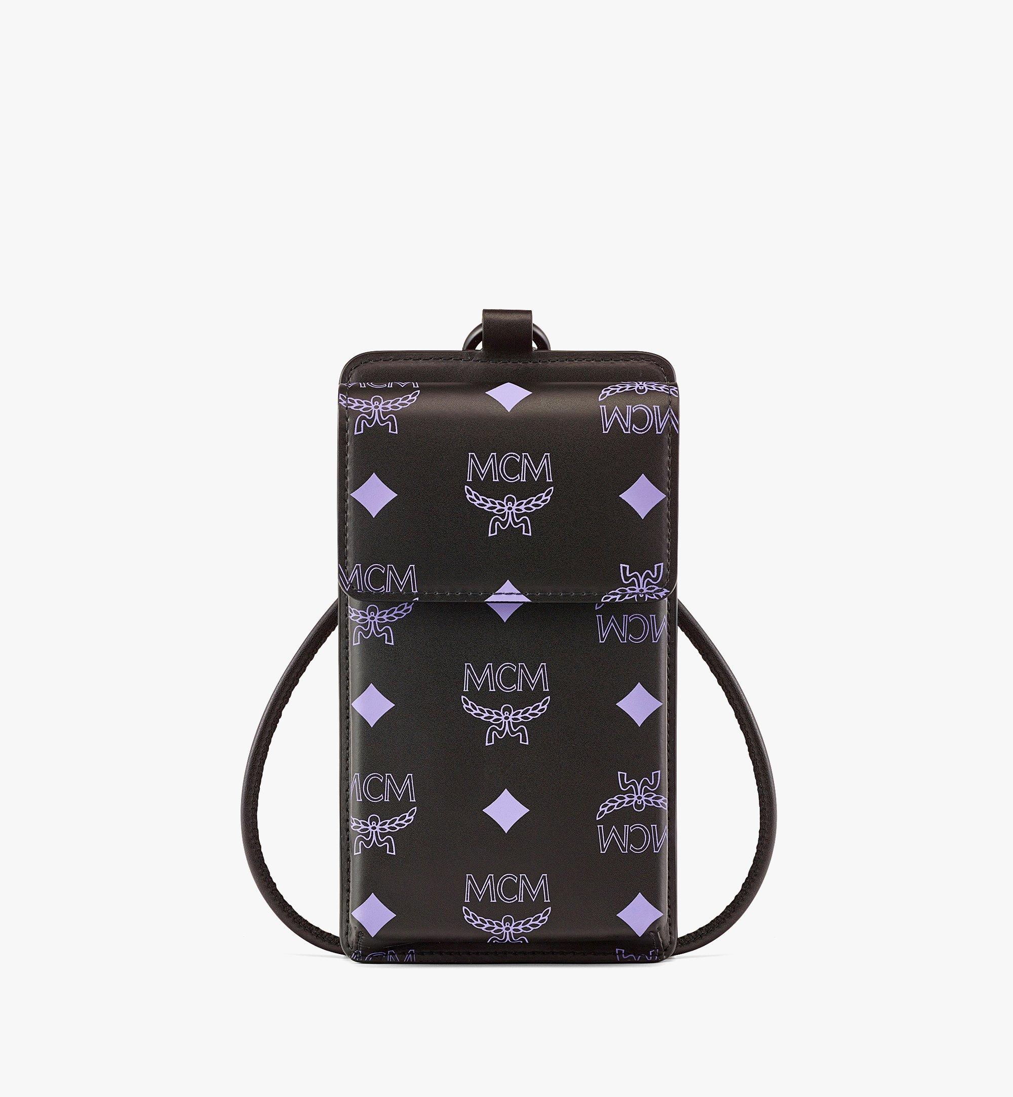 One Size Lanyard Phone Case in Color Splash Logo Leather Purple | MCM ®TH