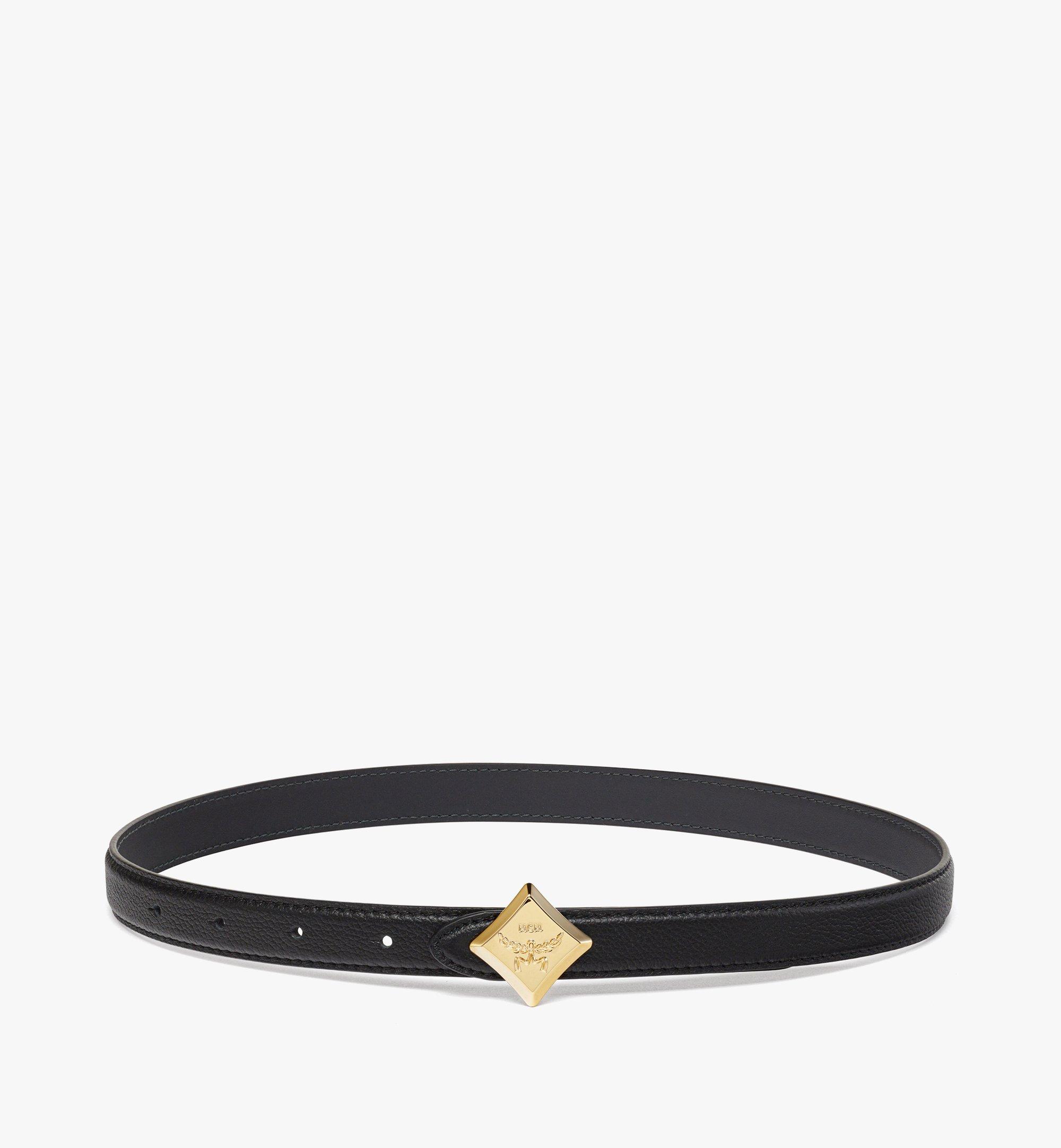 Mcm Diamond Logo Belt In Embossed Leather In Black / Gold | ModeSens