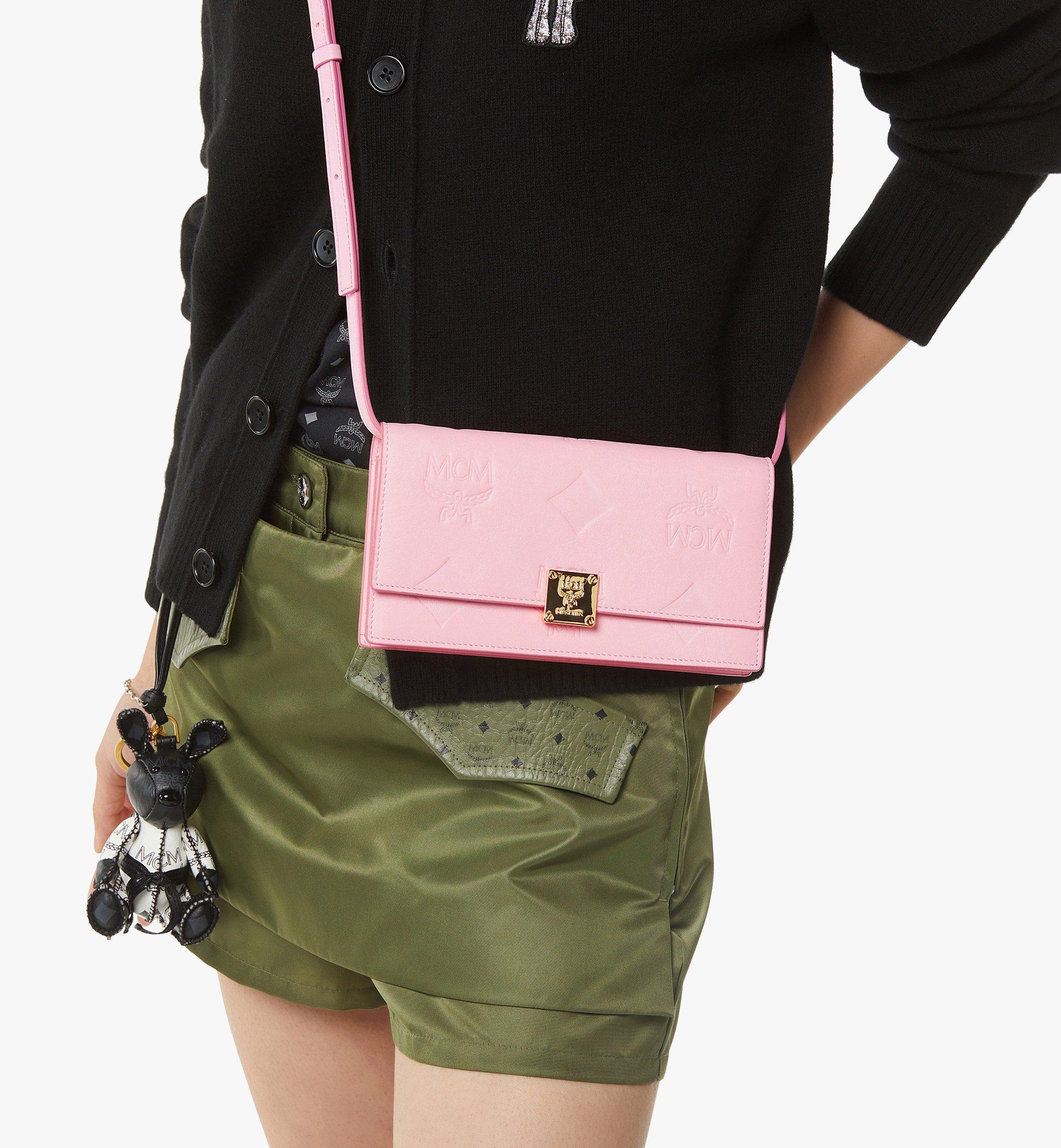 Large Aren Chain Wallet in Embossed Monogram Leather Pink | MCM ®US